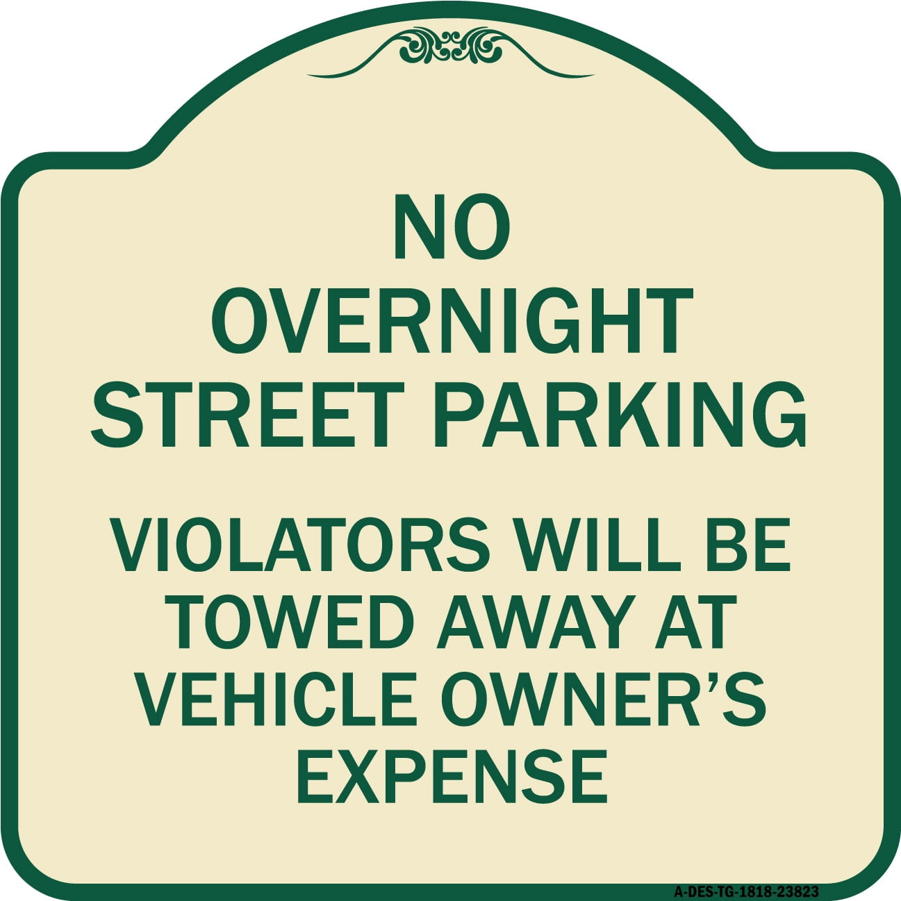 SignMission Designer Series Sign - No Overnight Street Parking ...