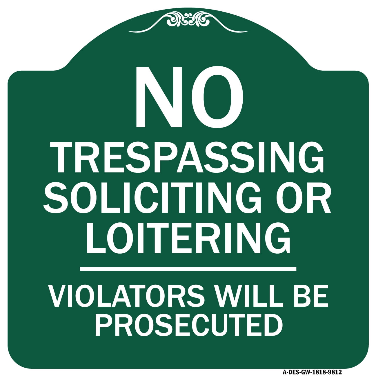 SignMission Designer Series Sign - No Trespassing Soliciting Or ...