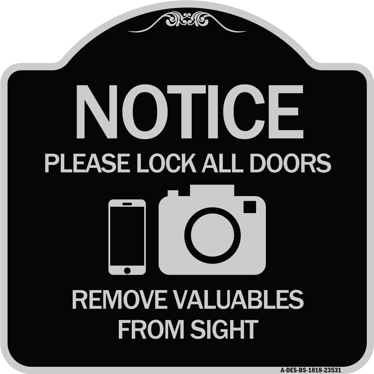 SignMission Designer Series Sign - Notice Please Lock All Doors Remove ...