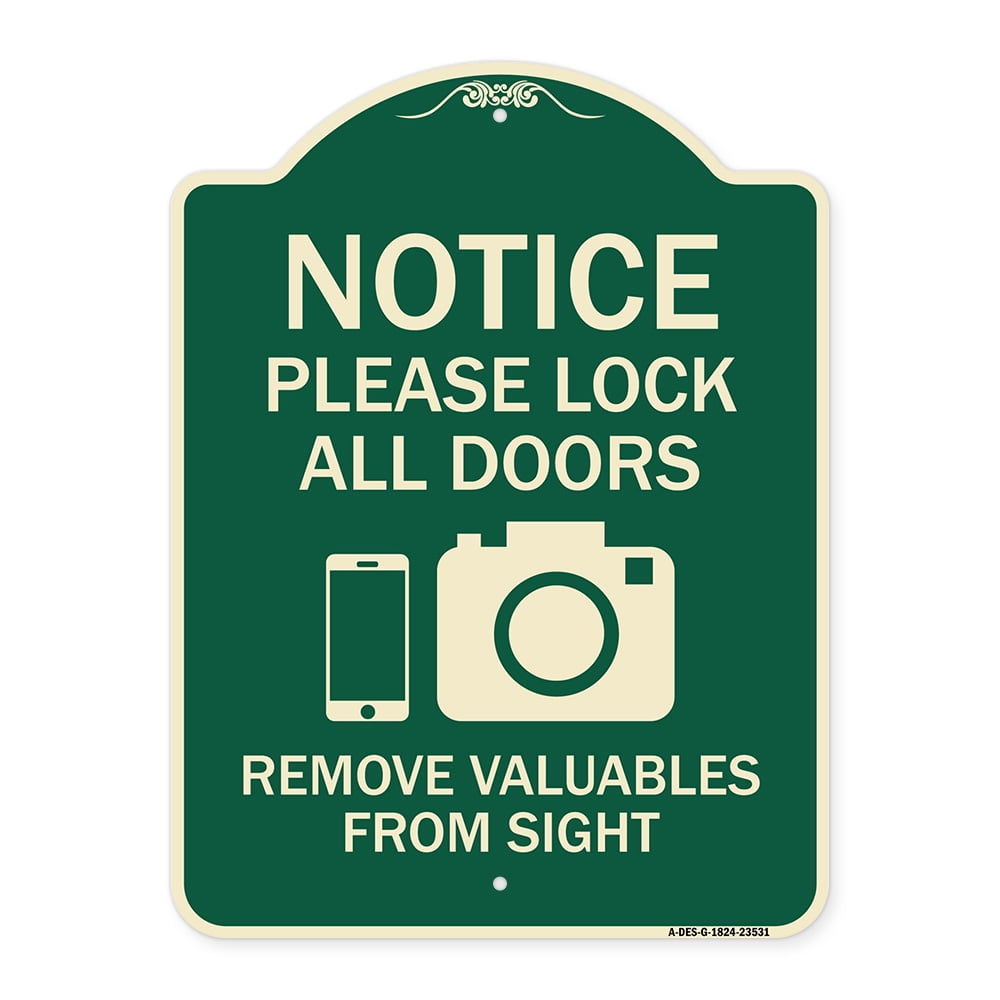 SignMission Designer Series Sign - Notice Please Lock All Doors Remove ...