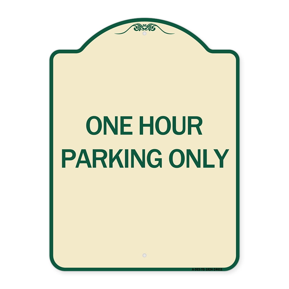 SignMission Designer Series Sign - One Hour Parking Only | Tan & Green ...