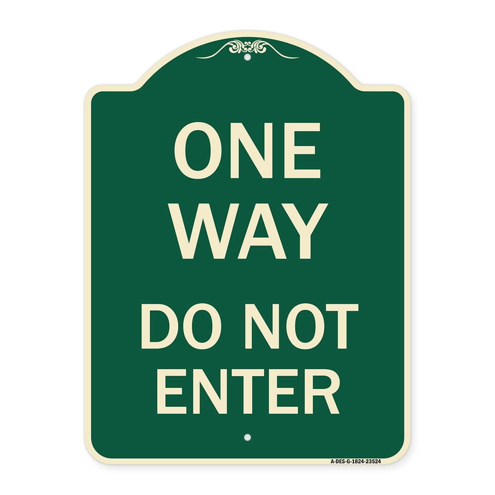SignMission Designer Series Sign - One Way Do Not Enter | Green & Tan ...