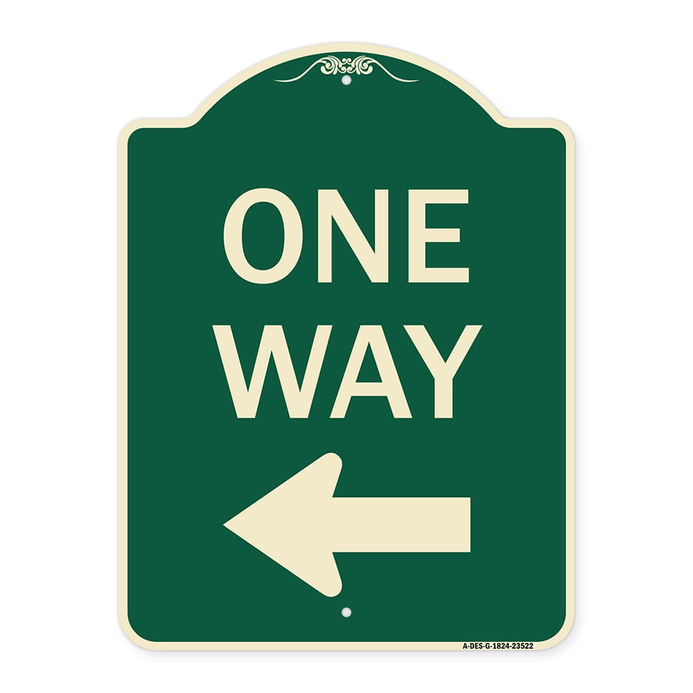 SignMission Designer Series Sign - One Way Sign (Left Arrow) | Green ...