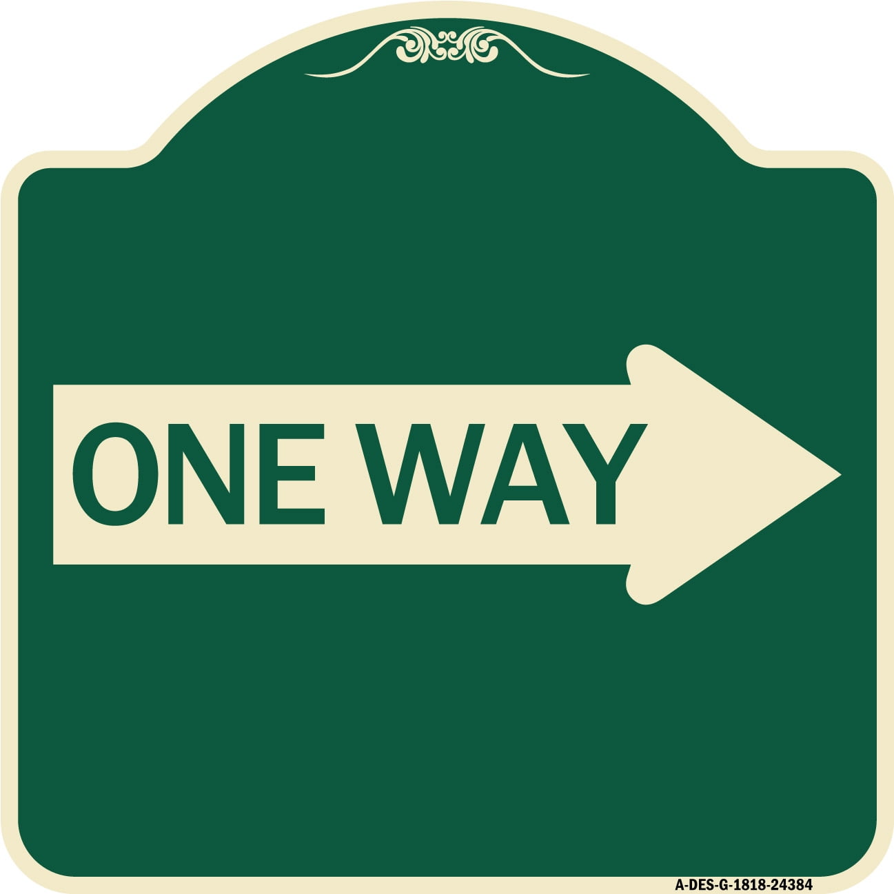 SignMission Designer Series Sign - One Way (With Right Arrow) | Green ...