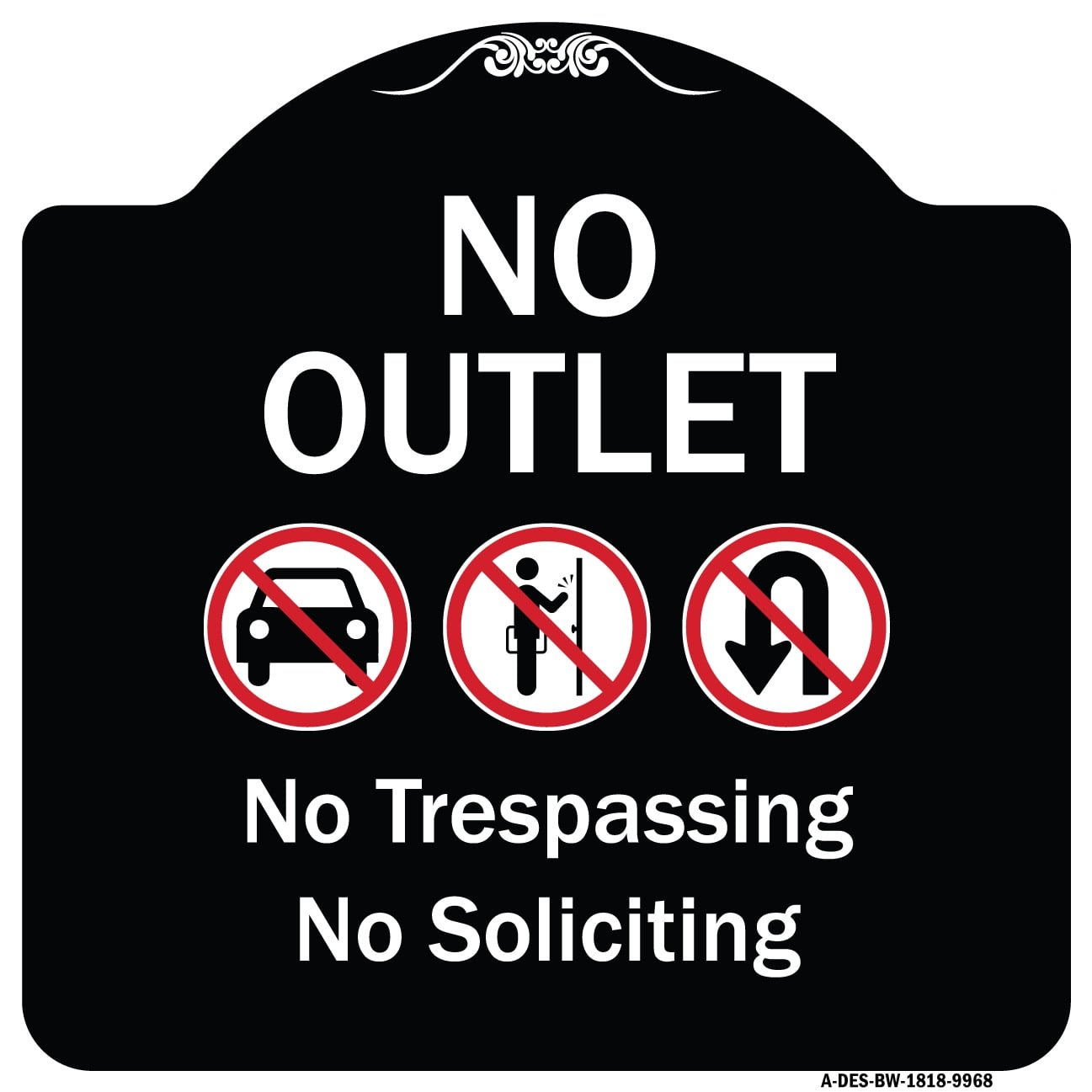 SignMission Designer Series Sign - No Outlet No Trespassing Or ...