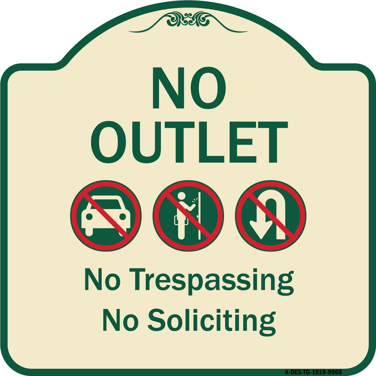 SignMission Designer Series Sign - No Outlet No Trespassing Or ...