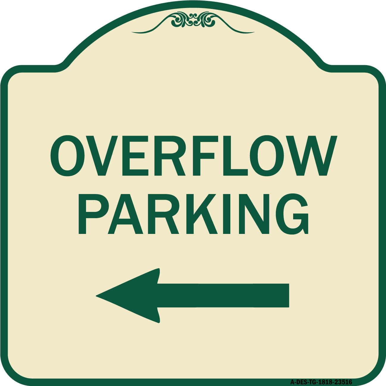 SignMission Designer Series Sign - Overflow Parking with Left Arrow ...