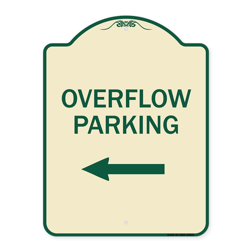 SignMission Designer Series Sign - Overflow Parking with Left Arrow ...