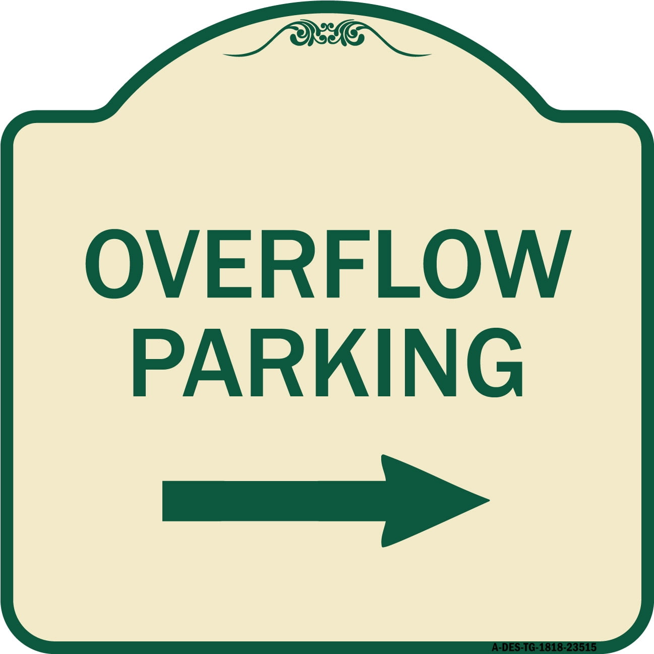 SignMission Designer Series Sign - Overflow Parking with Right Arrow ...