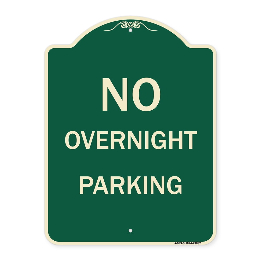 SignMission Designer Series Sign - No Overnight Parking Sign | Green ...