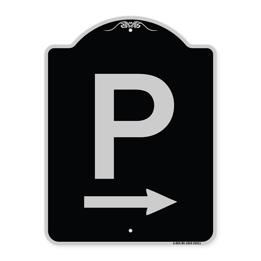 SignMission Designer Series Sign - P Symbol (With Right Arrow) | Black ...