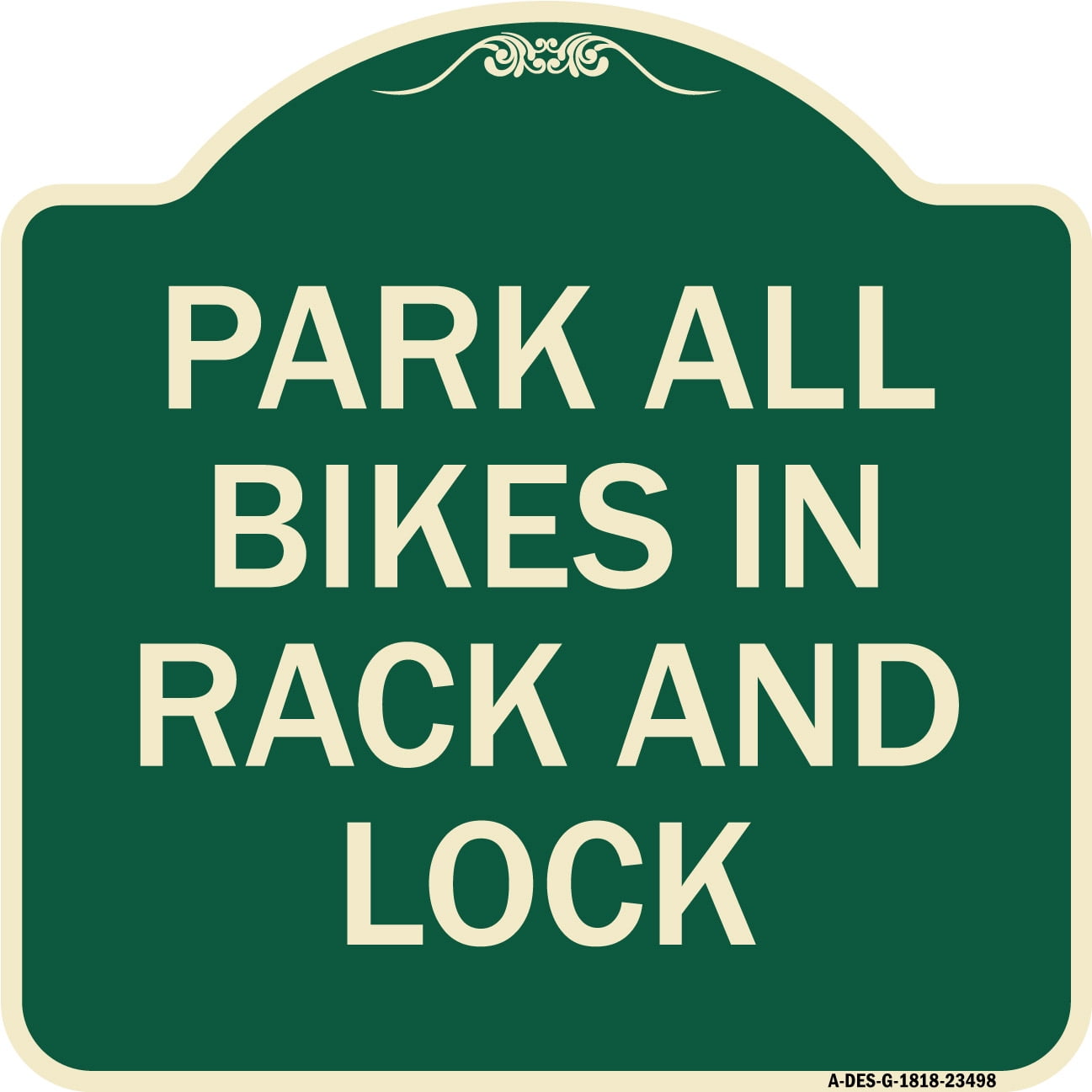 SignMission Designer Series Sign - Park All Bikes in Rack and Lock Sign ...