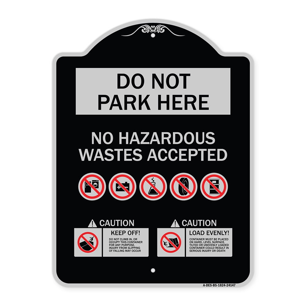 SignMission Designer Series Sign - Do Not Park Here No Hazardous Waste ...