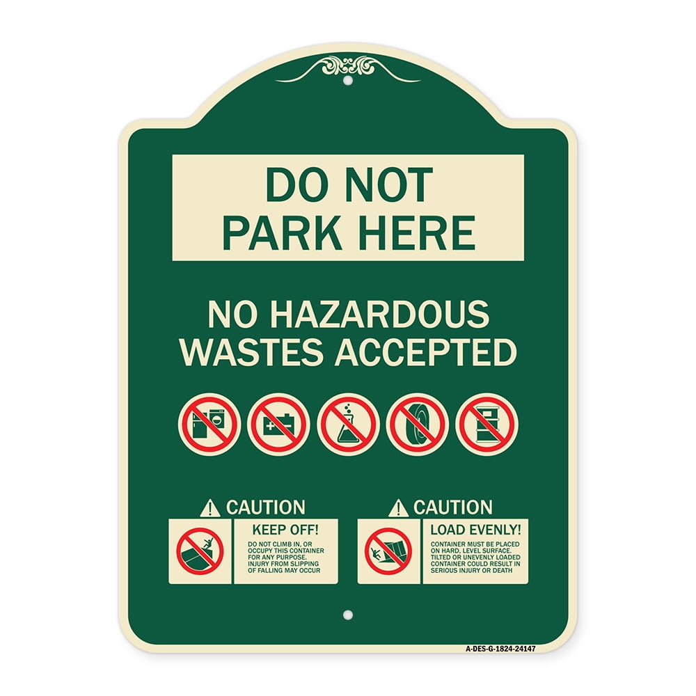 SignMission Designer Series Sign - Do Not Park Here No Hazardous Waste ...