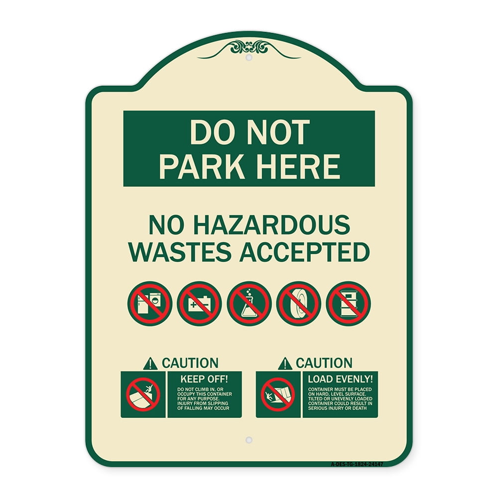 SignMission Designer Series Sign - Do Not Park Here No Hazardous Waste ...