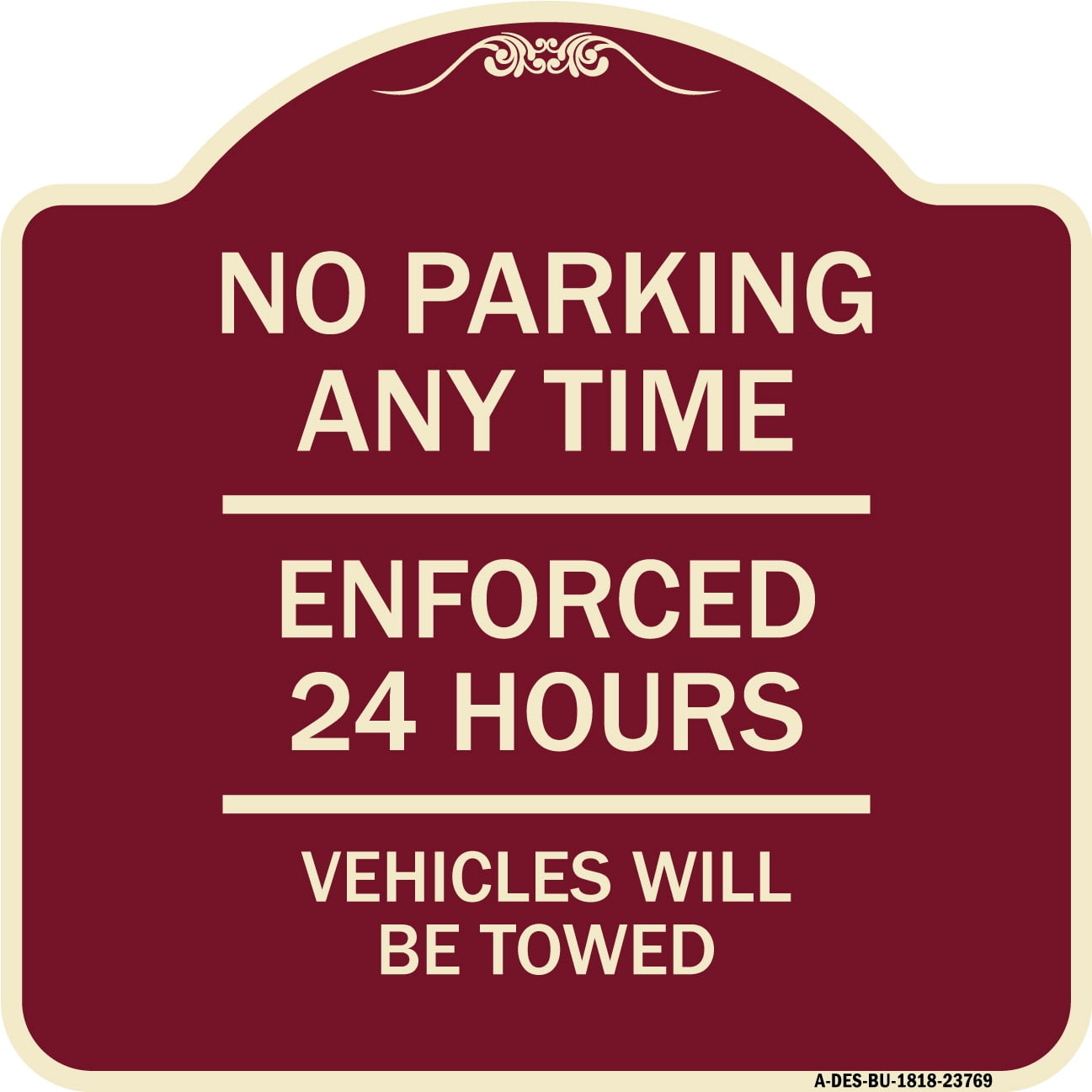SignMission Designer Series Sign - No Parking Anytime - Enforced 24 ...