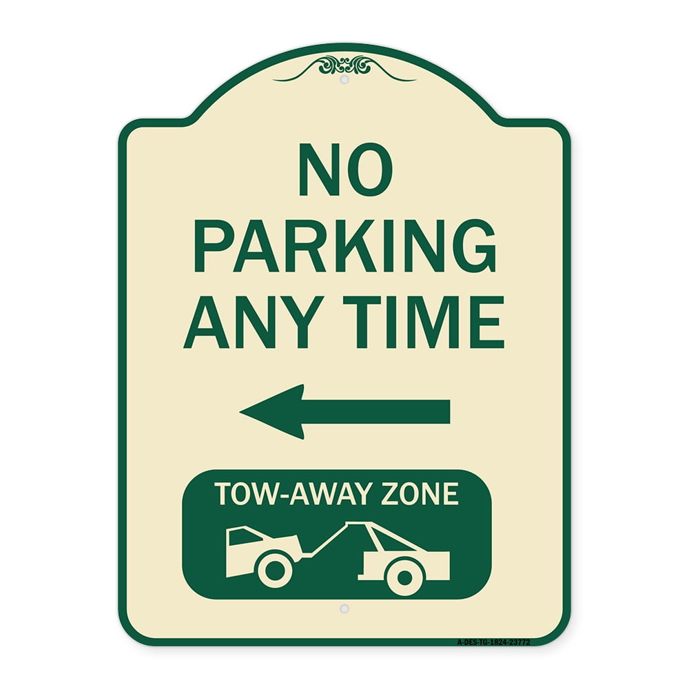 SignMission Designer Series Sign - No Parking Anytime Tow-Away Zone ...