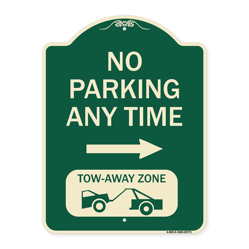 SignMission Designer Series Sign - No Parking Anytime Tow-Away Zone ...