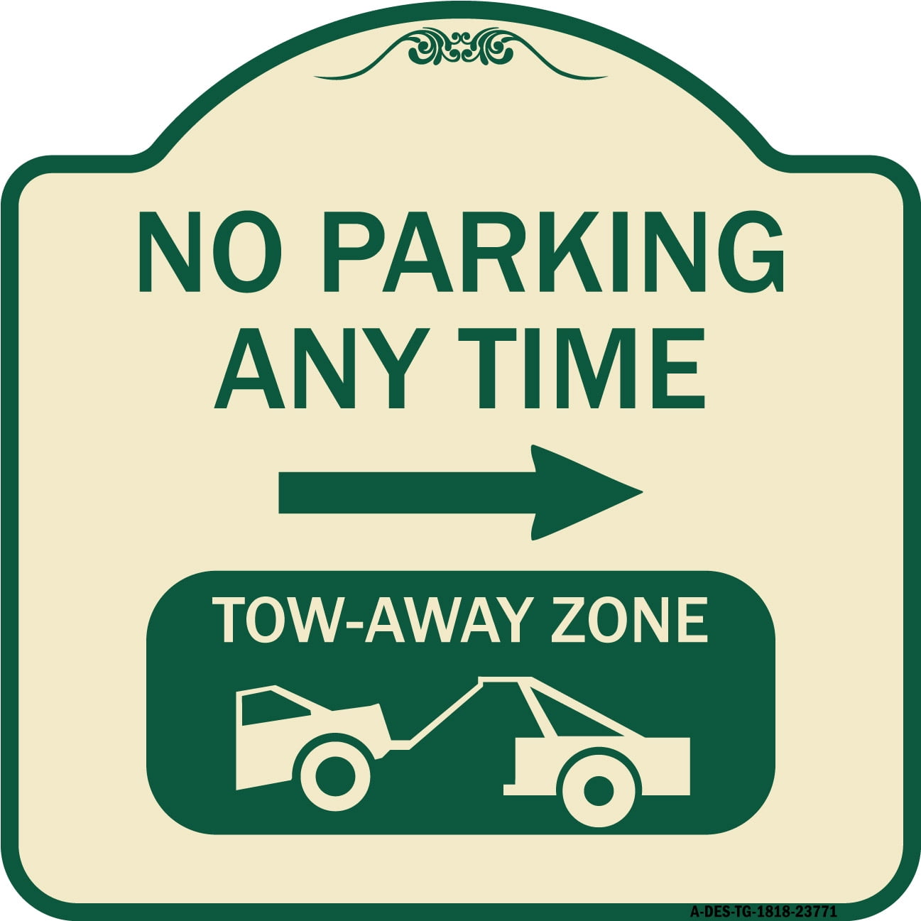 SignMission Designer Series Sign - No Parking Anytime Tow-Away Zone ...