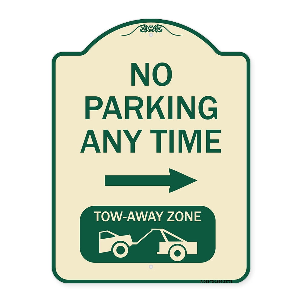 SignMission Designer Series Sign - No Parking Anytime Tow-Away Zone ...