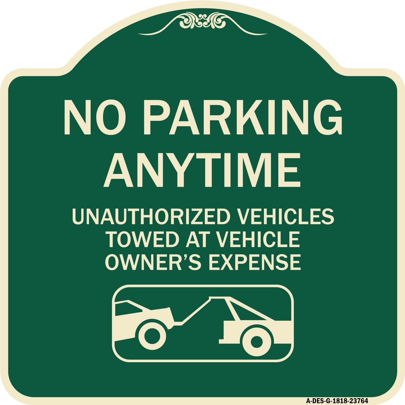 SignMission Designer Series Sign - No Parking Anytime Unauthorized ...