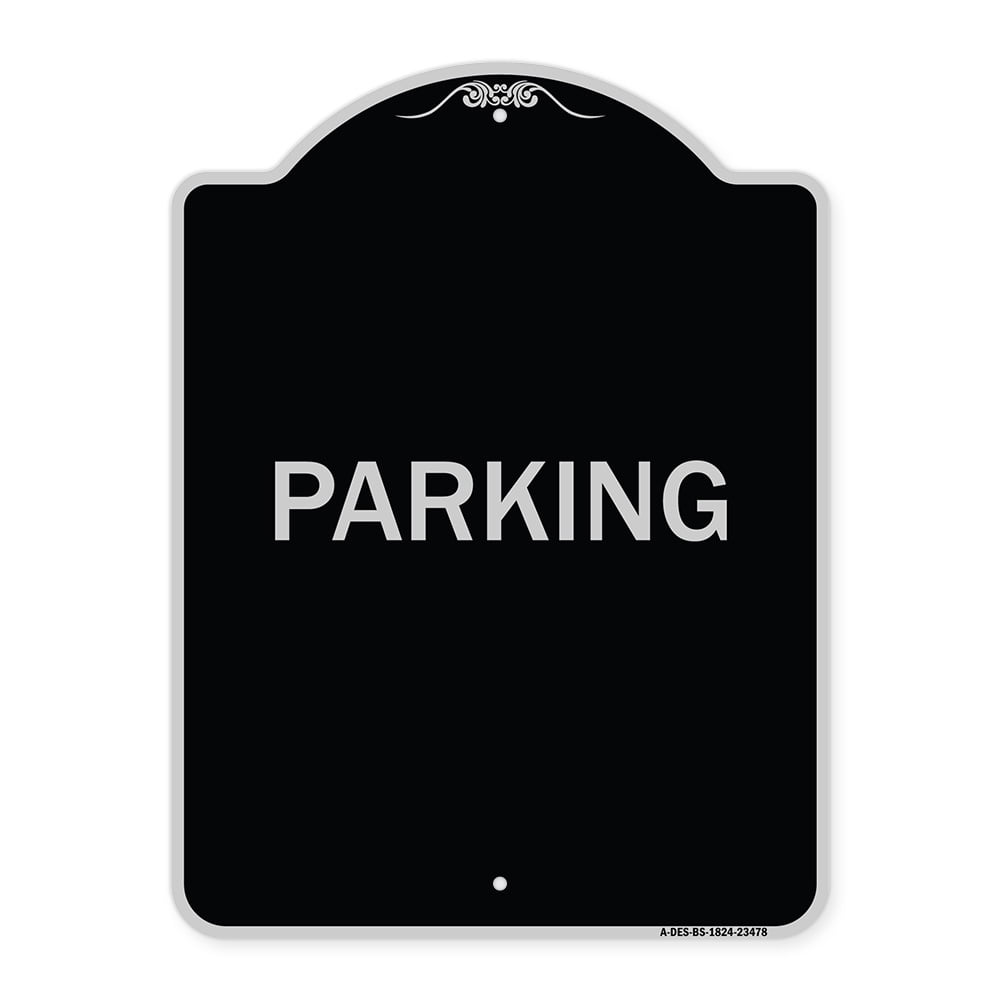 SignMission Designer Series Sign - Parking | Black & Silver 18" x 24 ...