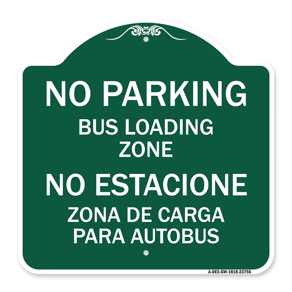 SignMission Designer Series Sign - No Parking Bus Loading Zone No ...