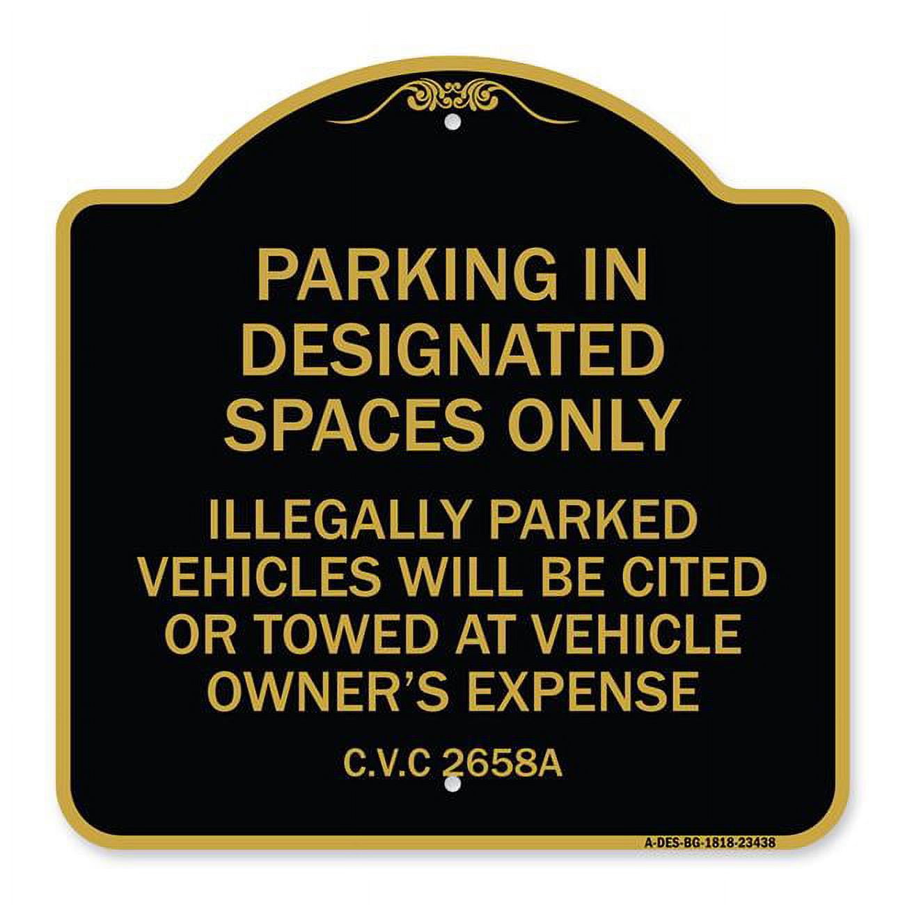 SignMission Designer Series Sign - Parking in Designated Spaces Only ...