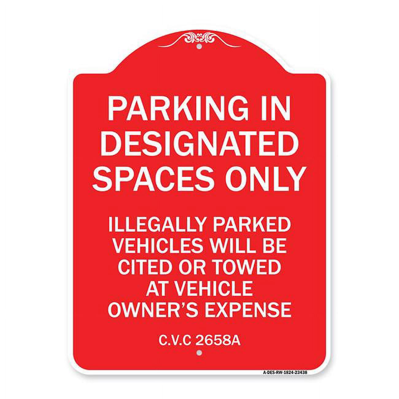 SignMission Designer Series Sign - Parking in Designated Spaces Only ...