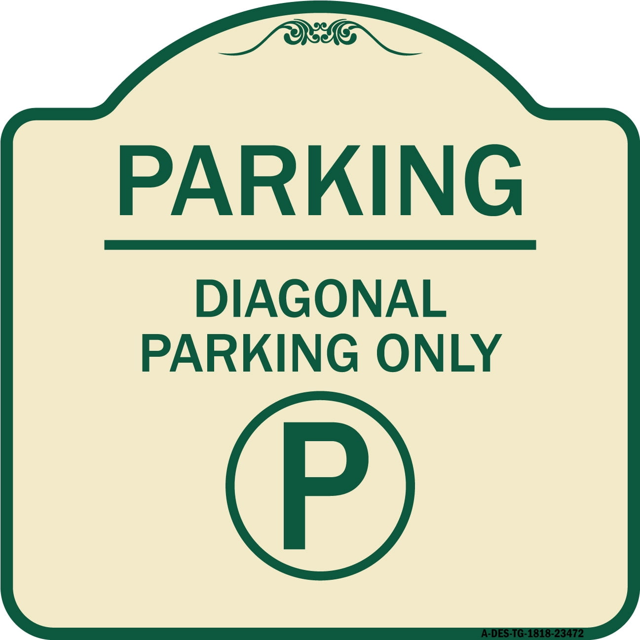 SignMission Designer Series Sign - Parking - Diagonal Parking Only ...