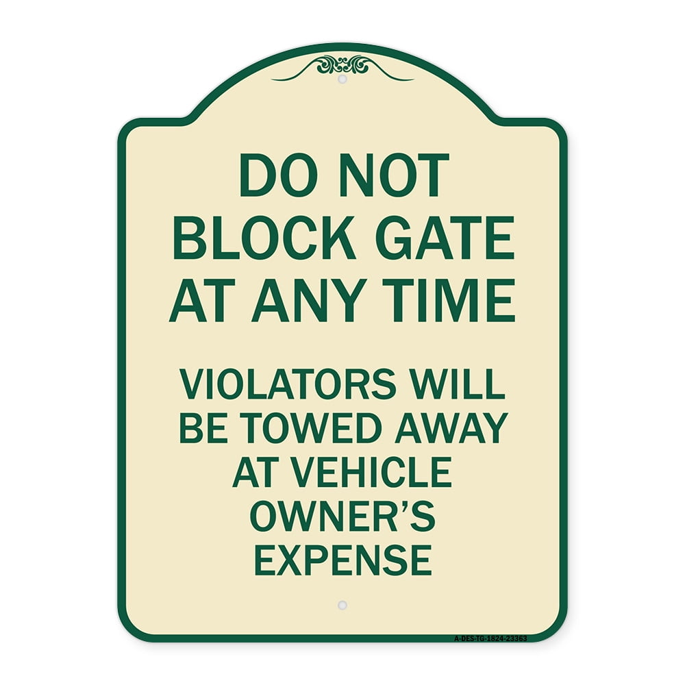 SignMission Designer Series Sign - Parking Sign Do Not Block Gate at ...