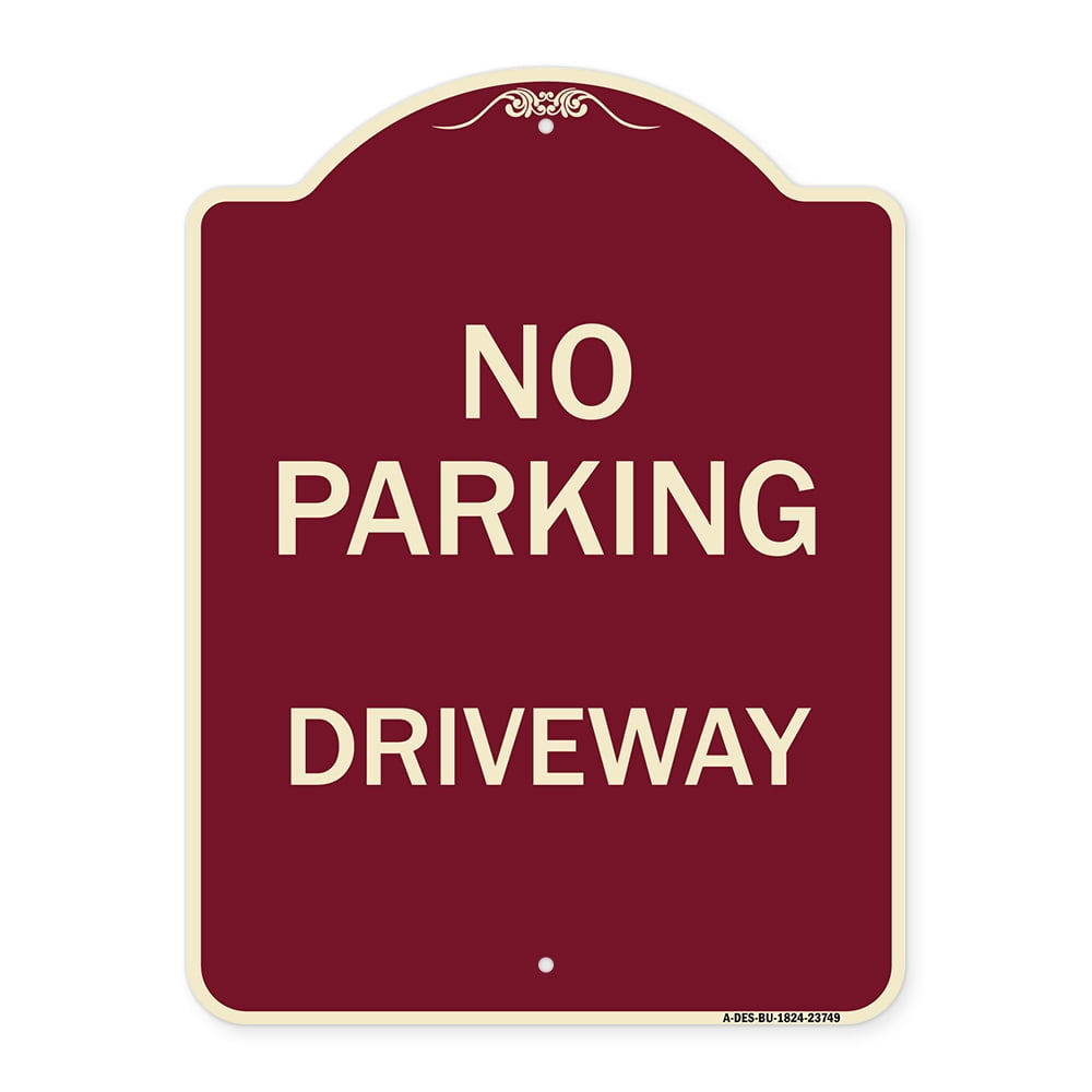 SignMission Designer Series Sign - No Parking Driveway | Burgundy 18" x ...