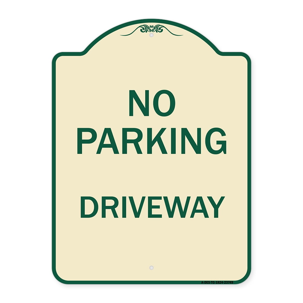 SignMission Designer Series Sign - No Parking Driveway | Tan & Green 18 ...