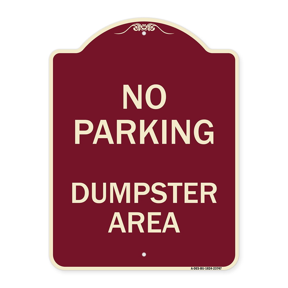 SignMission Designer Series Sign - No Parking Dumpster Area | Burgundy ...