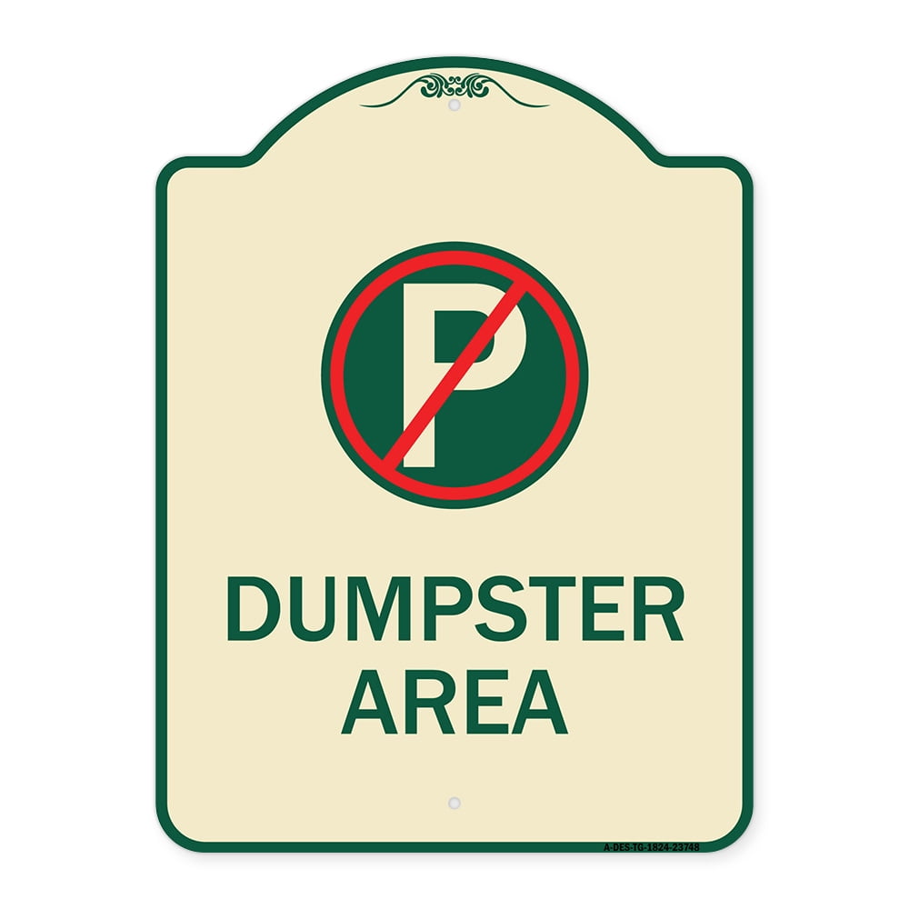 SignMission Designer Series Sign - No Parking Dumpster Area | Tan ...
