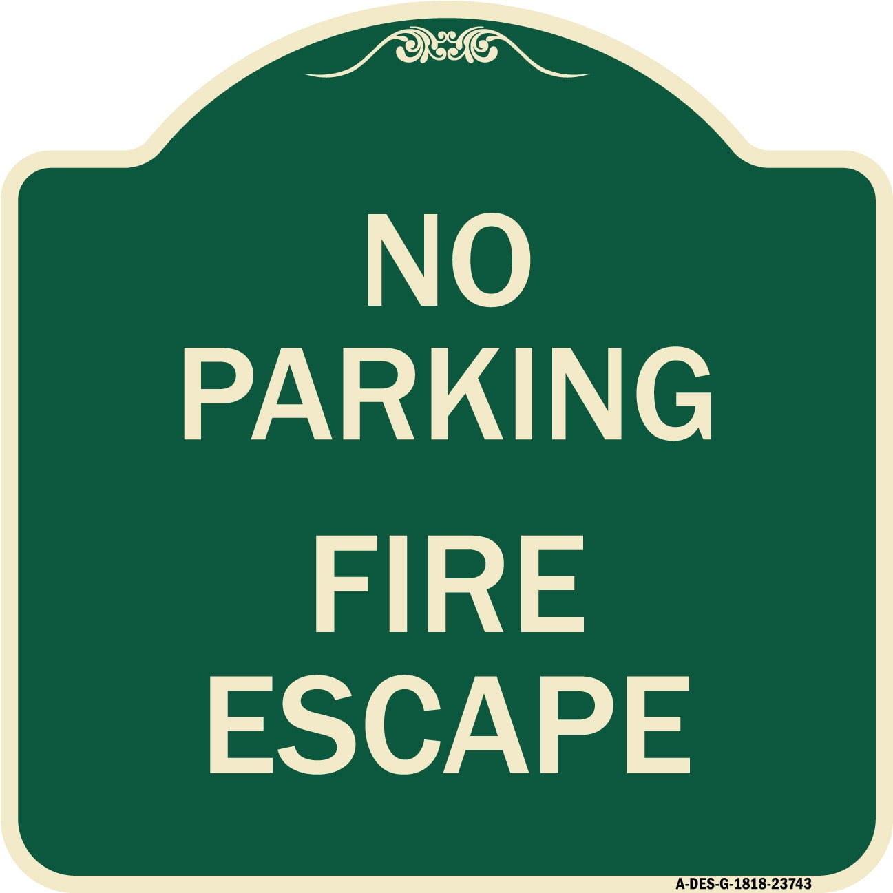 SignMission Designer Series Sign - No Parking Fire Escape | Green & Tan ...