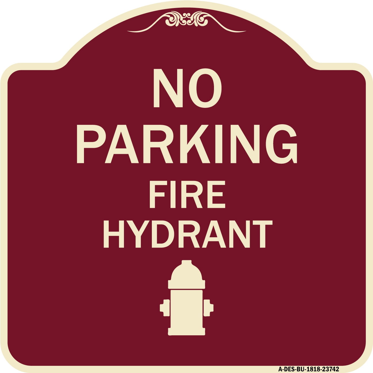 SignMission Designer Series Sign - No Parking Fire Hydrant (With ...