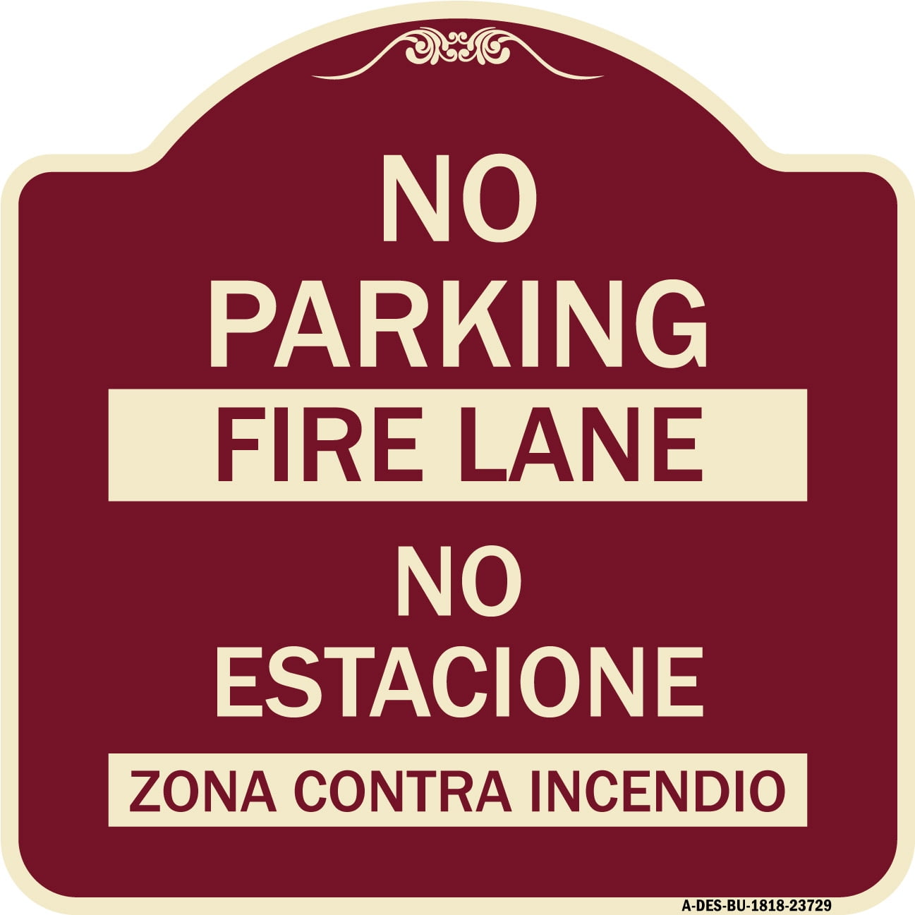 SignMission Designer Series Sign - No Parking Fire Lane - No Estacione ...