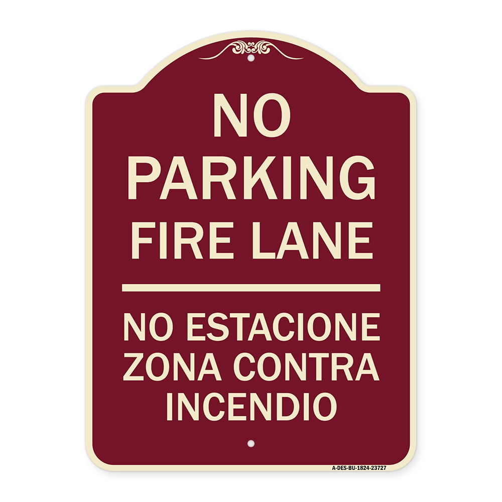 SignMission Designer Series Sign - No Parking Fire Lane No Estacione ...