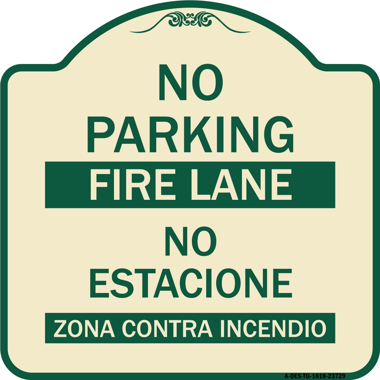SignMission Designer Series Sign - No Parking Fire Lane - No Estacione ...
