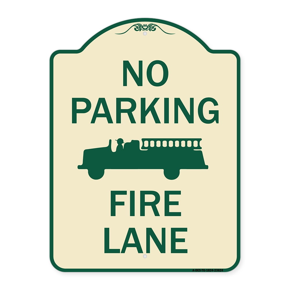 SignMission Designer Series Sign - No Parking Fire Lane with Graphic ...