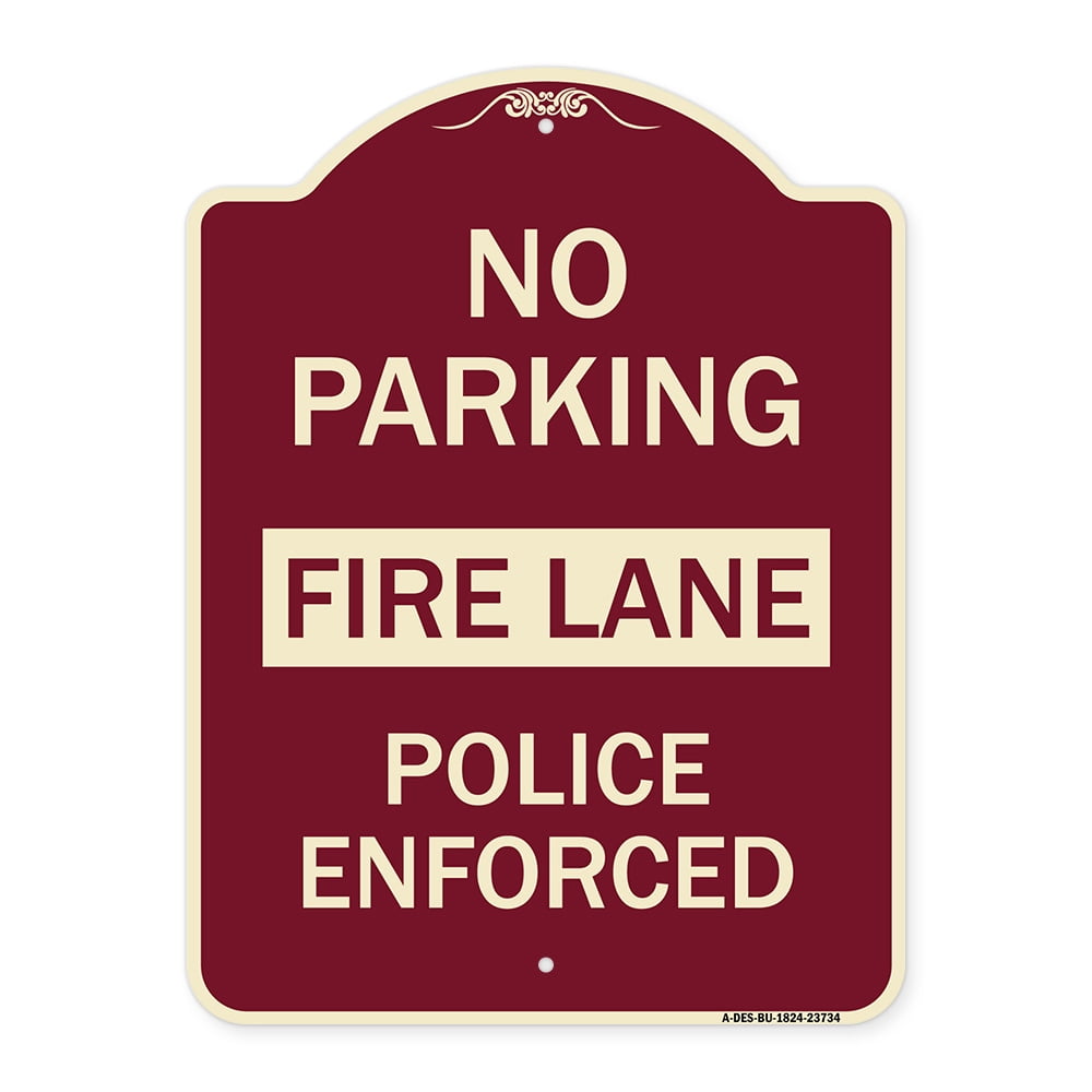 SignMission Designer Series Sign - No Parking Fire Lane Police Enforced ...
