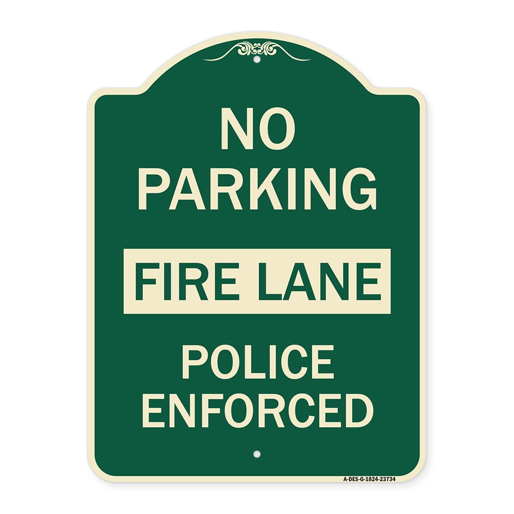 SignMission Designer Series Sign - No Parking Fire Lane Police Enforced ...
