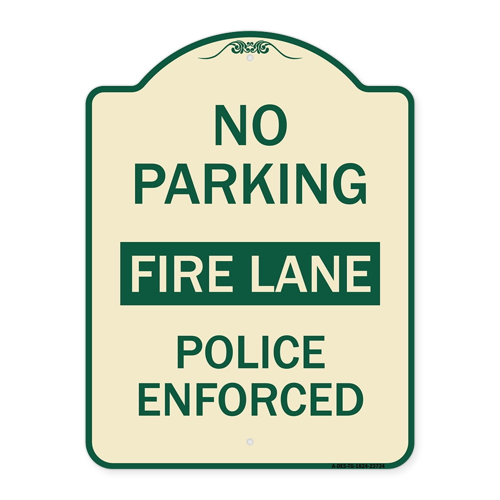 SignMission Designer Series Sign - No Parking Fire Lane Police Enforced ...
