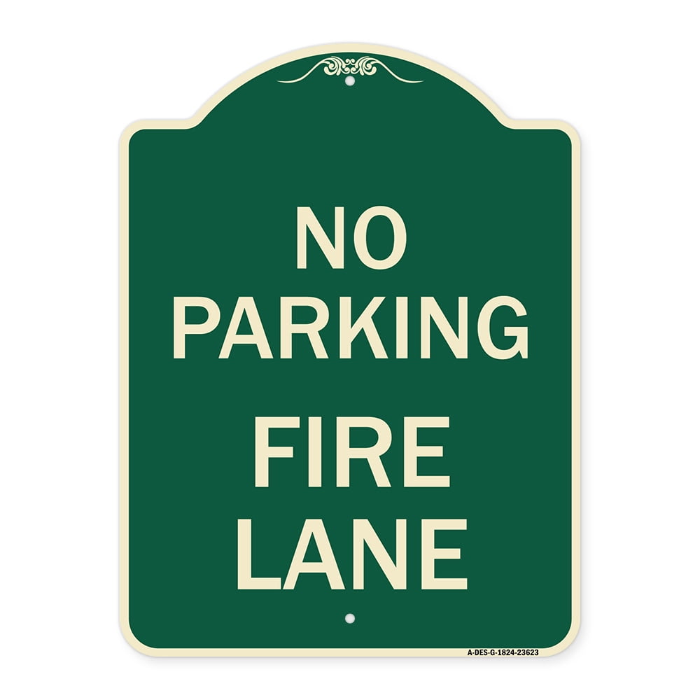 SignMission Designer Series Sign - No Parking Fire Lane with Striped ...