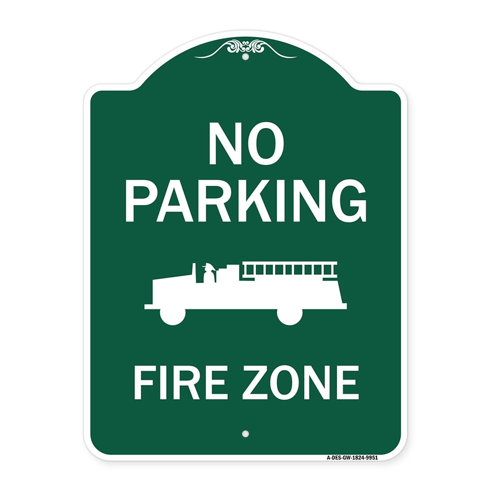 SignMission Designer Series Sign - No Parking Fire Zone With Fire Truck ...