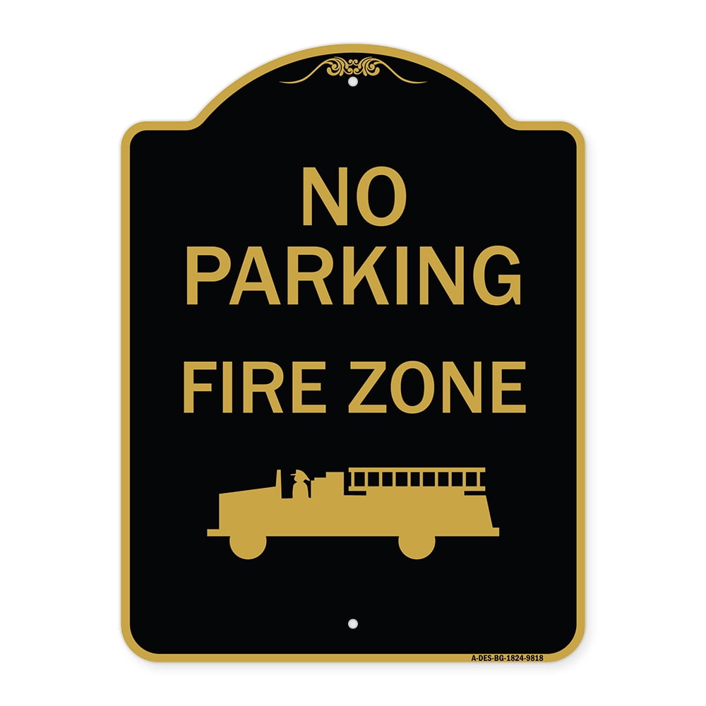 SignMission Designer Series Sign - No Parking, Fire Zone With Graphic ...