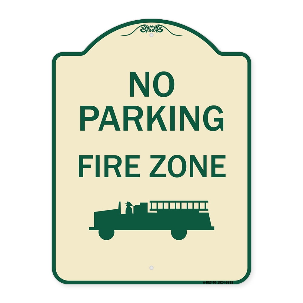 SignMission Designer Series Sign - No Parking, Fire Zone With Graphic ...