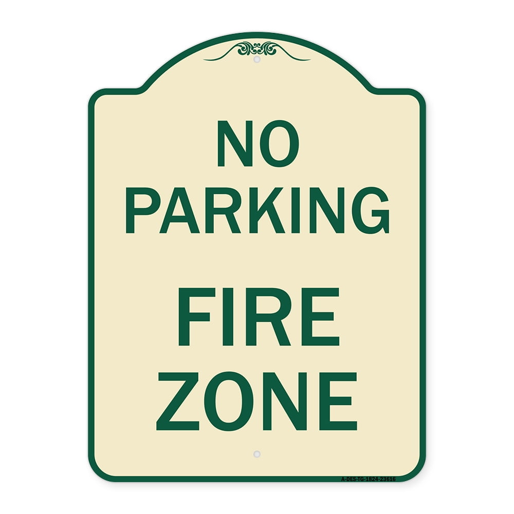 SignMission Designer Series Sign - No Parking Fire Zone | Tan & Green ...