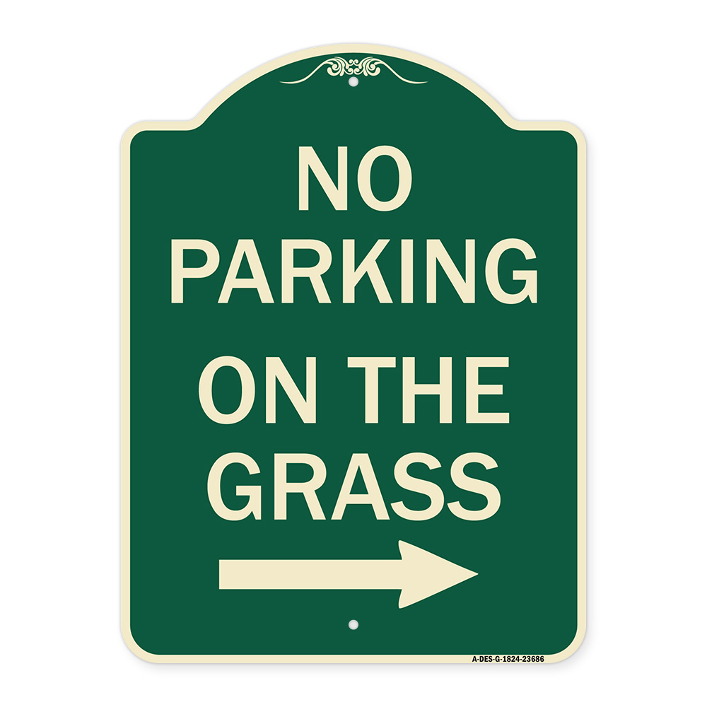 SignMission Designer Series Sign - No Parking on the Grass with Right ...